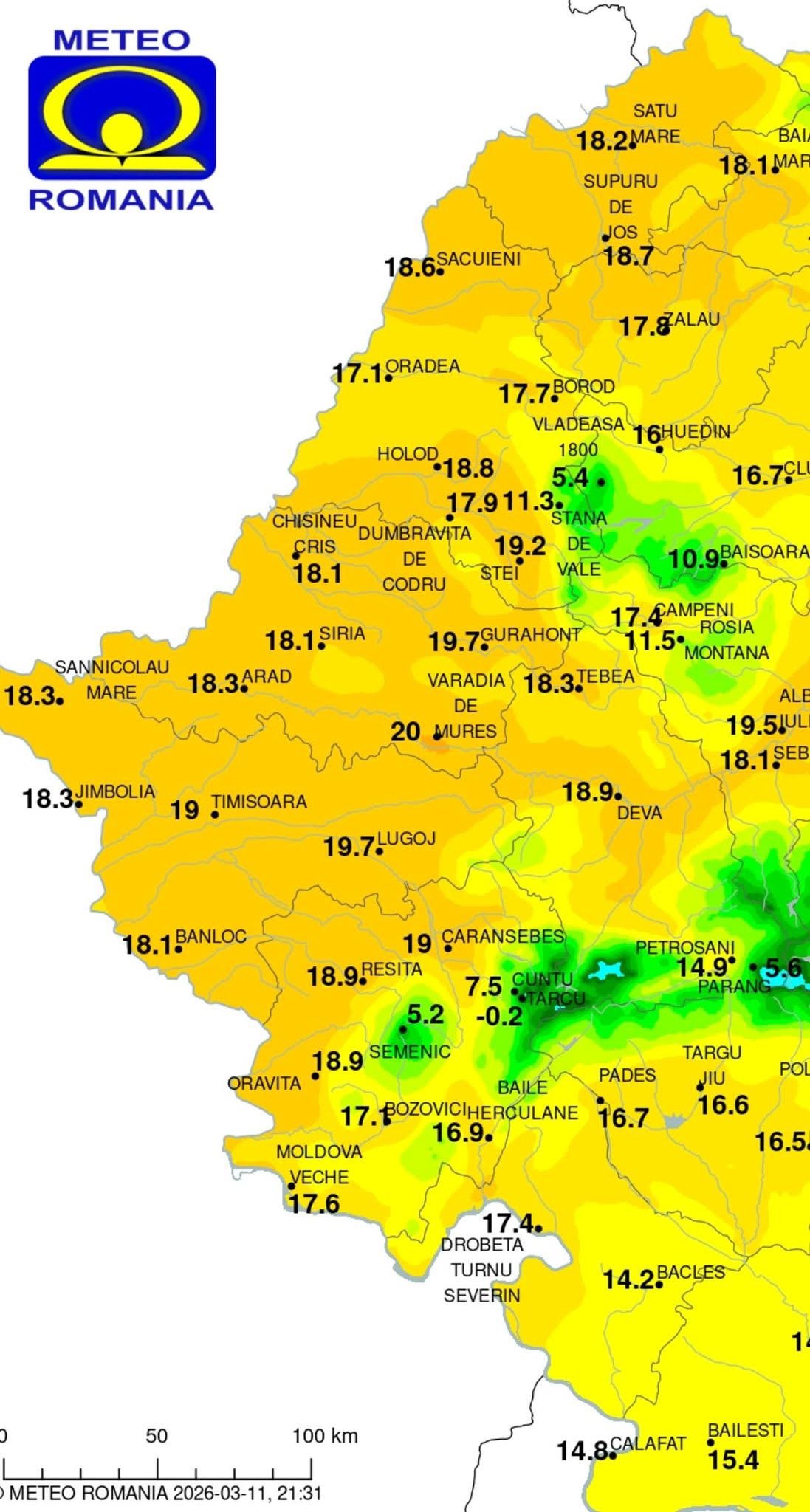 Vărădia de Mureș, punctul cel mai cald de pe hartă: 20 de grade C ...