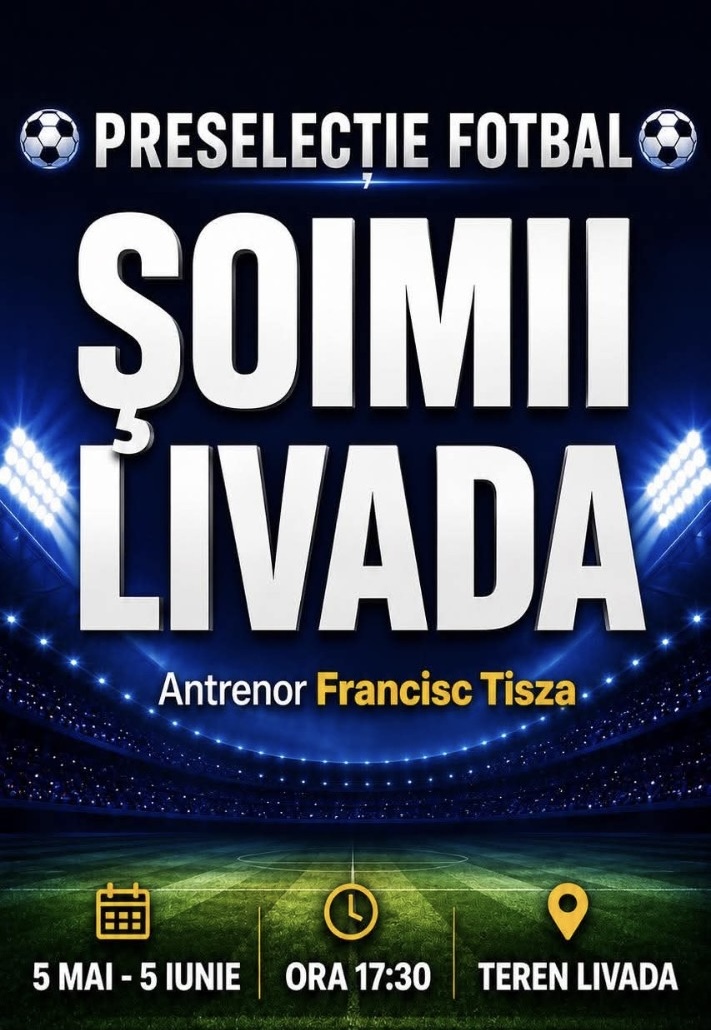 Clubul de fotbal Șoimii Livada, coordonat de antrenorul Francisc Tisza ...